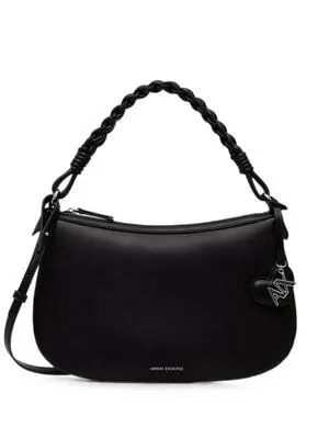 Armani Exchange Braided-handle Heart-charm Shoulder Bag - Black