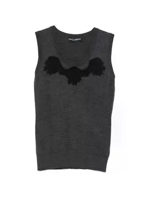 Dolce & Gabbana 1990s Lace-detail Tank Top - Grey