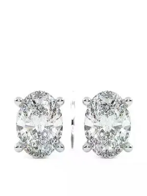 DIAMOND ESSENTIALS Lab-grown Diamond Oval Solitaire Earrings - Silver