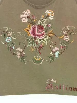 John Galliano 2000s Floral-embroidered Tank Top