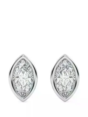 Diamond Essentials Marquise-cut Diamond Solitaire Earrings In 14k White Gold - Silver