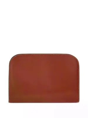 FERRAGAMO Diana Clutch In Calfskin With Gancio Clasp - Brown