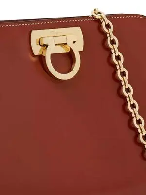 FERRAGAMO Diana Clutch In Calfskin With Gancio Clasp - Brown