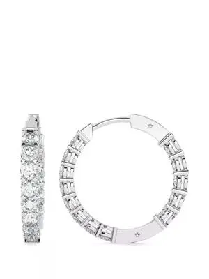 DIAMOND ESSENTIALS Diamond Hoop Earrings In White Gold