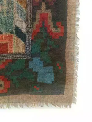 PIERRE-LOUIS MASCIA Floral-print Frayed Scarf - Blue