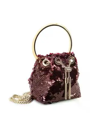 JIMMY CHOO Bon Bon Sequin-embellished Bucket Bag