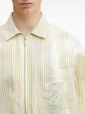 Filling Pieces Striped Embroidered-logo Shirt