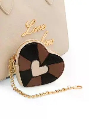 Moschino Logo Lettering Heart Charm Tote Bag
