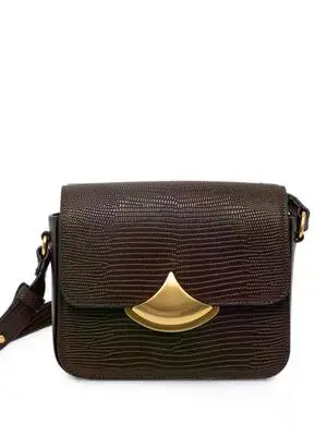 SESSUN Diviluz Lizard-effect Leather Shoulder Bag - Brown