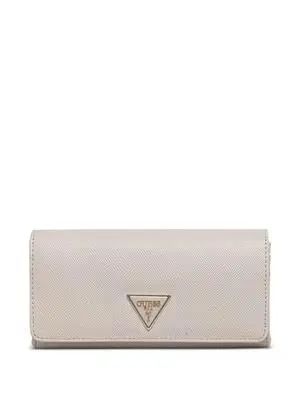 Guess Laurel Logo-plaque Saffiano-effect Wallet - Neutrals