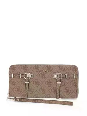 Guess Monogram-print Buckle-detail Wallet - Brown