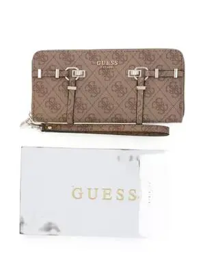 Guess Monogram-print Buckle-detail Wallet - Brown