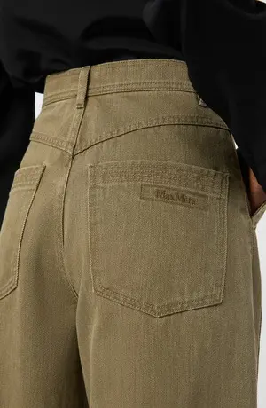Max Mara High Waist Coated Cotton Wide Leg Pants
