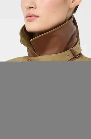 Max Mara Water Repellent Gabardine Trench Coat With Leather Trim