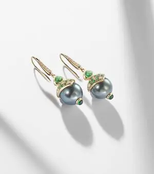 Marina B 18kt Yellow Tsavorite And Diamond Drop Earrings