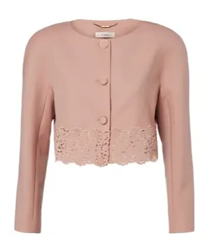 Chloé Cropped Virgin Wool Gabardine Jacket - Nude