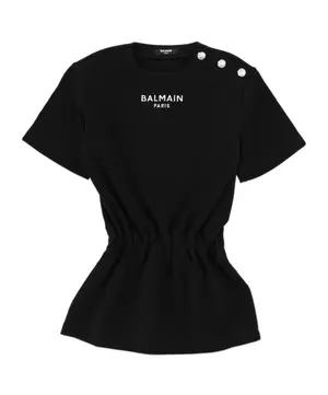 Balmain Short Sleeve Dress - Black