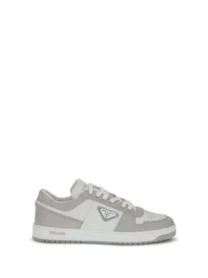 Prada Downtown Leather Two-tone Sneakers - Gray
