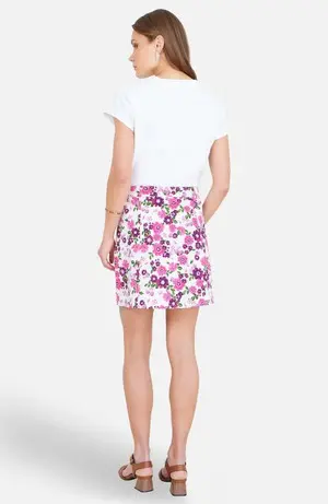 YUMI Cotton Stretch Button-up Mini Skirt - Pink