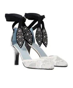 Valentino Garavani Lace And Suede Pumps - Black