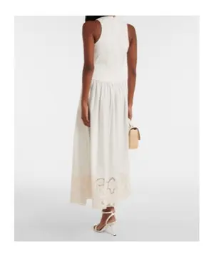 ALEMAIS Alémais Pegasus Embroidered Cotton Poplin Midi Dress