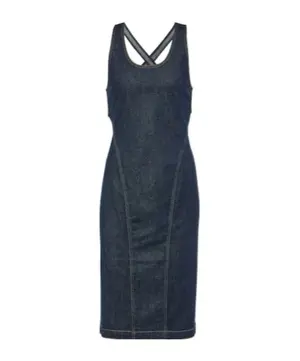 Alaïa Denim Midi Dress - Black