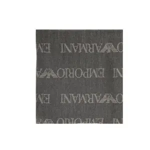 Emporio Armani Logo Patterned Fringed Scarf