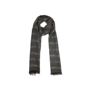 Emporio Armani Logo Patterned Fringed Scarf