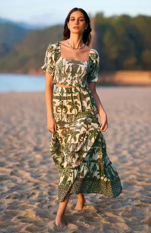 YUMI Cotton Voile Safari Midi Skirt