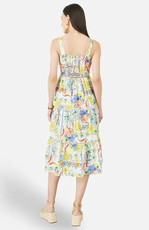 YUMI Print Cotton Midi Sun Dress