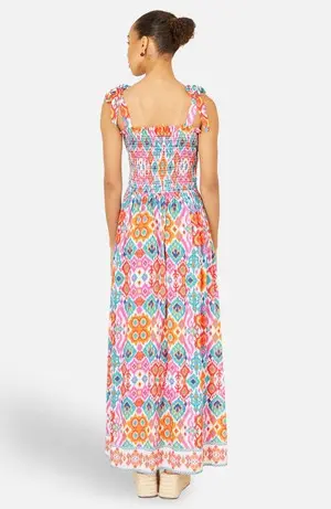 YUMI Ikat Print Maxi Sun Dress