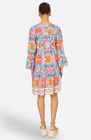 YUMI Ikat Print Beach Tunic Dress