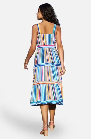 YUMI Stripe Cotton Midi Sun Dress