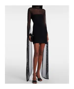 Norma Kamali Turtleneck Jersey And Mesh Minidress