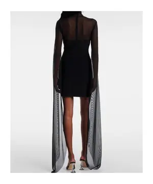 Norma Kamali Turtleneck Jersey And Mesh Minidress