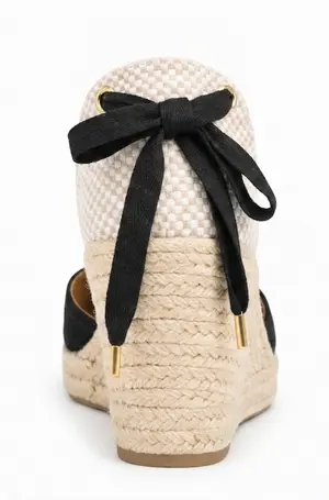 MENINA STEP Jimena High Laces Espadrille Sandal - Black