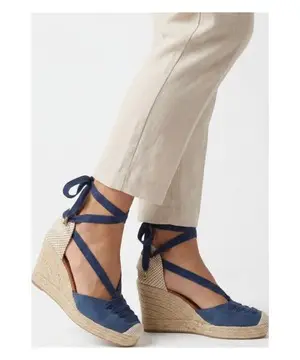 MENINA STEP Jimena High Laces Espadrille Sandal - French Blue