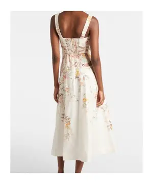 Zimmermann Luna Printed Linen Midi Dress