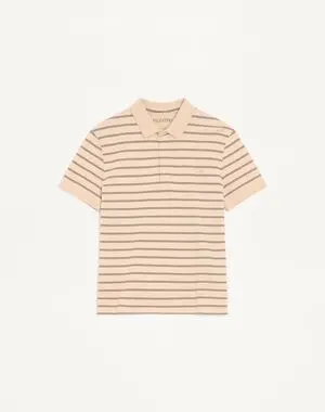 Valentino Garavani Cotton Pique Polo Shirt With Vgold Stripes