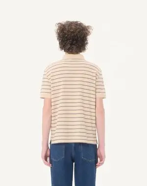 Valentino Garavani Cotton Pique Polo Shirt With Vgold Stripes