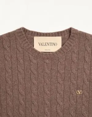 Valentino Garavani Cable-knit Vlogo Cashmere Pullover