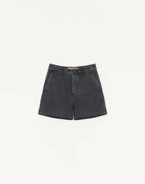 Valentino Garavani Cuffed Denim Bermuda Shorts - Black