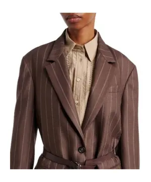 Brunello Cucinelli Pinstripe Wool-blend Blazer