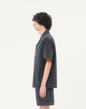 Valentino Garavani Denim Bowling Shirt With Vgold