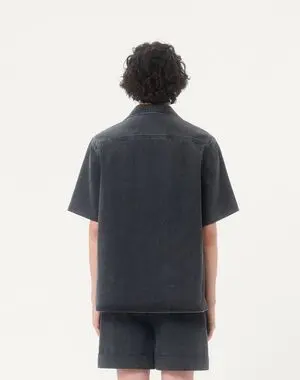 Valentino Garavani Denim Bowling Shirt With Vgold