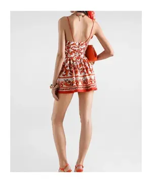 Dolce & Gabbana Majolica Print Poplin Short Dress
