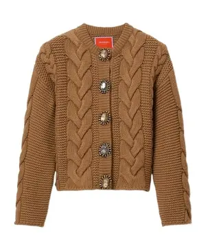 La DoubleJ Long-sleeve Cable-knit Cardigan - Brown