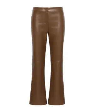 Max Mara Straight-leg Leather-effect Trousers - Brown