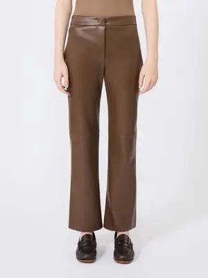 Max Mara Straight-leg Leather-effect Trousers - Brown