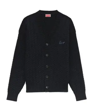 Kenzo Signature Cable' Embroidered Knit Cardigan